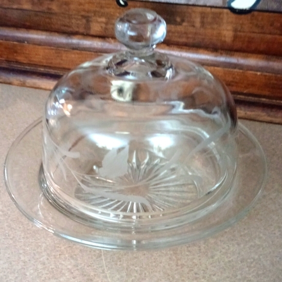 Dining | Vintage Cheese Plate And Etched Glass Dome | Poshmark